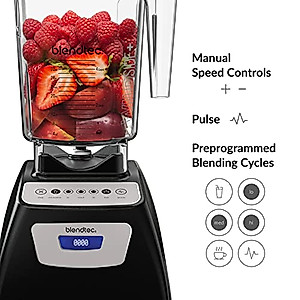 Blendtec Classic 570 Blender, 90 oz WildSide+ Jar - Kitchen Blender - Black