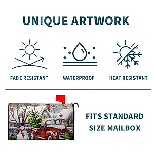 Red Buffalo Plaid Snowman Xmas Mailbox Covers - Winter Post Box Cover with Magnetic Closure - Waterproof & Standard Size 21x18 inch for Garden Yard Home Decor