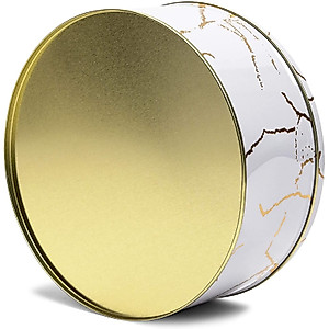 Juvale Nesting Tins Set, White Marble Canisters with Lids, Gold Print (3 Sizes)