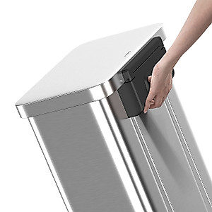 QUALIAZERO 75L/19.8Gal Heavy Duty Hands-Free Stainless Steel Commercial/Kitchen Step Trash Can, Fingerprint-Resistant Soft Close Lid, Rectangle Shape (75L Rectangle)