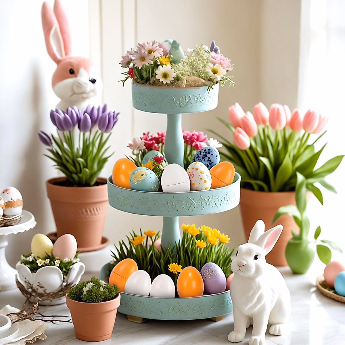 HANSGO Wooden Easter Eggs, 6PCS Pretend Play Food Play Kitchen for Kids Early Development Learning