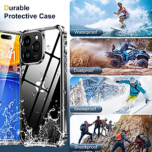 Humixx for iPhone 15 Pro Max Case Clear Waterproof Phone Case, Built-in Lens & Screen Protector, [Full-Body Shockproof] [IP68 Underwater] Dustproof Snowproof Protective Case, Clear