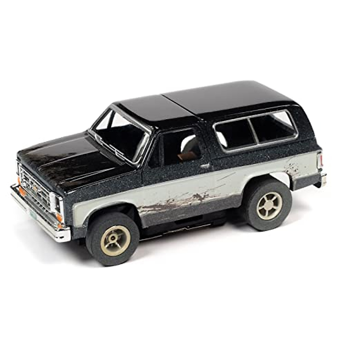 Auto World Xtraction 1977 Chevrolet Blazer Black/White HO Scale Slot Car