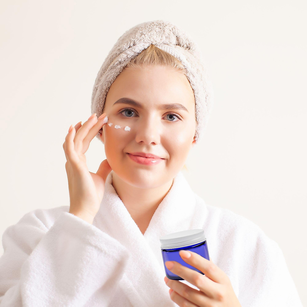 Cornucopia Brands 2oz Cobalt Blue Glass Jars w/Metal Lids (12 Pack); Straight Sided Containers for Creams, Cosmetics, Lotions and More