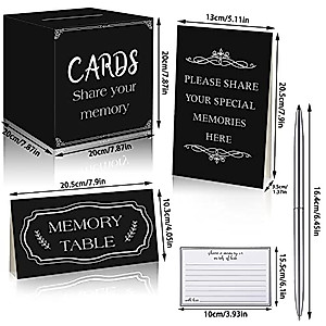 54 Pcs Funeral Memory Party Sets, 50 Celebration of Life Memory Cards, 2 Memory Signs, 1 Memory Box, 1 Silver Signature Pen for Celebration of Life Memorial Services Anniversary Funeral Party Favors