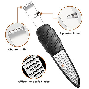 Pisol Zester, Lemon Citrus Orange Zester and Grater Tool, Cheese Grater & Vegetable Grater for Lime, Garlic, Ginger, Chocolate, Fruits, Dishwasher Safe