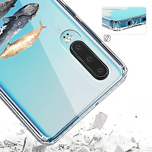 Suhctup Flexible Silicone Gel TPU Bumper Case for Huawei Honor 8C Transparent Anti-Shock Protective Cover 5 Fish Design