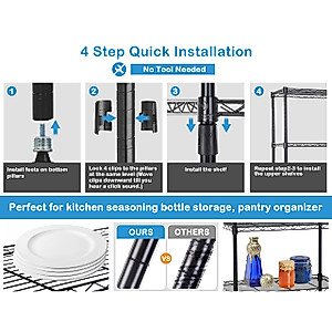MKDLUFEI 3-Tier Wire Shelving Unit Adjustable Height 450Lb Capacity Small Metal Shelving for Storage 24"x14"x30" Metal Shelves for Kitchen, Office, Pantry, Laundry, Closet, Organizer Wire Rack