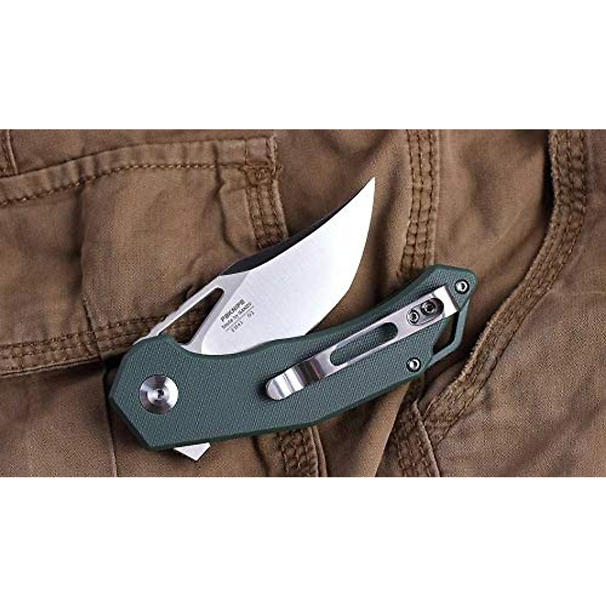 Firebird GANZO FH61-GB Pocket Folding Knife Razor Sharp D2 Steel Blade Ergonomic G10 Anti-Slip Handle with Clip Hunting Fishing Camping Gear Outdoor Folder EDC Pocket Knife (Green)