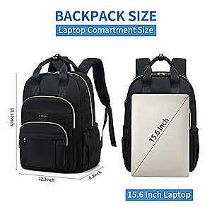 WISEILD Laptop Backpack for Travel Daypack Teacher Work Backpack with USB Port, Fits 15.6 Inch Laptop(Black)