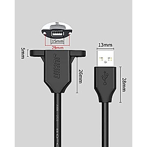 JUXINICE 2Pack USB2.0 Male to Female Extension Cable with Ears can be Fixed Various Chassis/Cabinets/Panels USB Extender W/Screw nut for USB Panel Mount (USB2.0, 1.5FT)