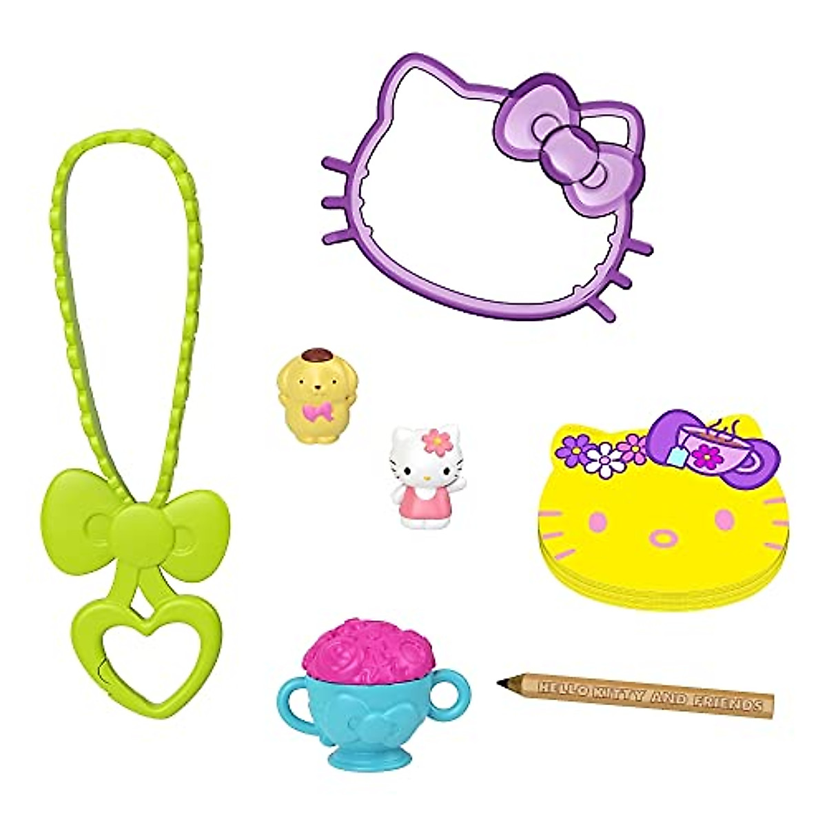 Mattel Mattel Hello Kitty Tea Party Compact (4.9-in) with 2 Sanrio Minis Figures, Stationery Notepad and Accessories, Great Gift for Kids Ages 4Y+