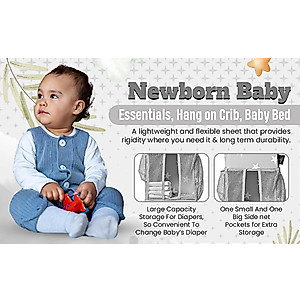 Star Pattern Diaper Caddy and Nursery Organizer for Newborn Baby Essentials, Hang on Crib, Baby Bed. Changing Table or wall. Multiple Pockets to Store Wipes, Creams, Lotions, Toys and more.