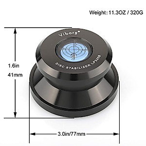 Viborg LP320B Record Weight Turntable Disc Stabilizer 77x41mm Aluminum HiFi Vinyl Clamp 11.3oz LP Phono Record Puck Turntable Level for Vinyl Record Player, Turntables, Phonograph