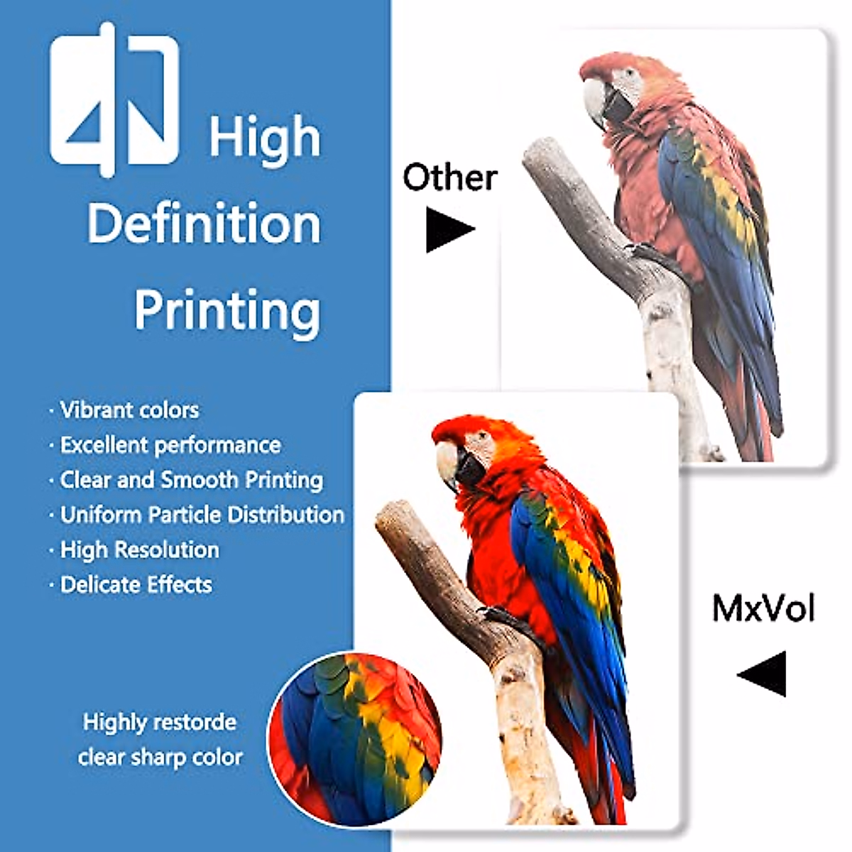 MxVol 275XL 276XL Remanufactured Ink Cartridge Replacement for Canon 275 and 276 XL PG-275XL CL-276XL Ink for Canon PIXMA TS3520 TS3522 TS3500 TR4720 TR4722 TR4700 Printers (1 Black, 1 Color Combo)