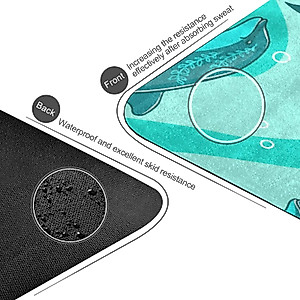 OTVEE Cute Blue Dolphins Yoga Mat for Women Non Slip Ultra Thin 1 MM Travel Yoga Mat with Carrying Bag Suede Fitness Exercise Mat for Yoga Pilates Workout Routines Camping