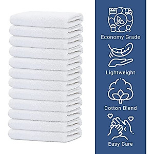 GOLD TEXTILES Pack of 120 Washcloth Kitchen Towels Cotton Blend (12x12 Inches) Commercial Grade, Machine Washable Cleaning Rags (120, White)…