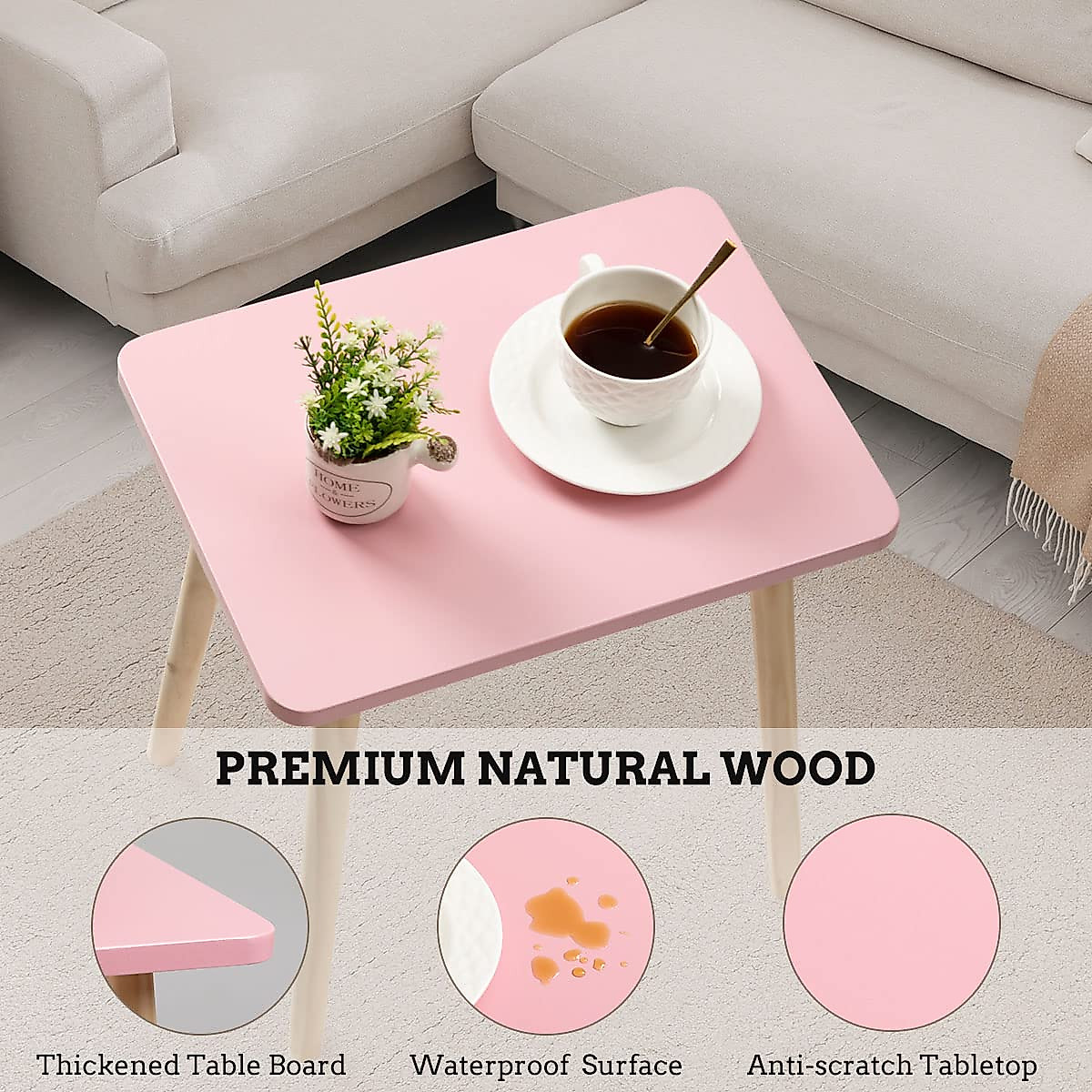 FORAOFUR Side Table Set of 2, Modern Side Table Accent Tables for Small Spaces, Wooden Home Decor, Easy Assembly