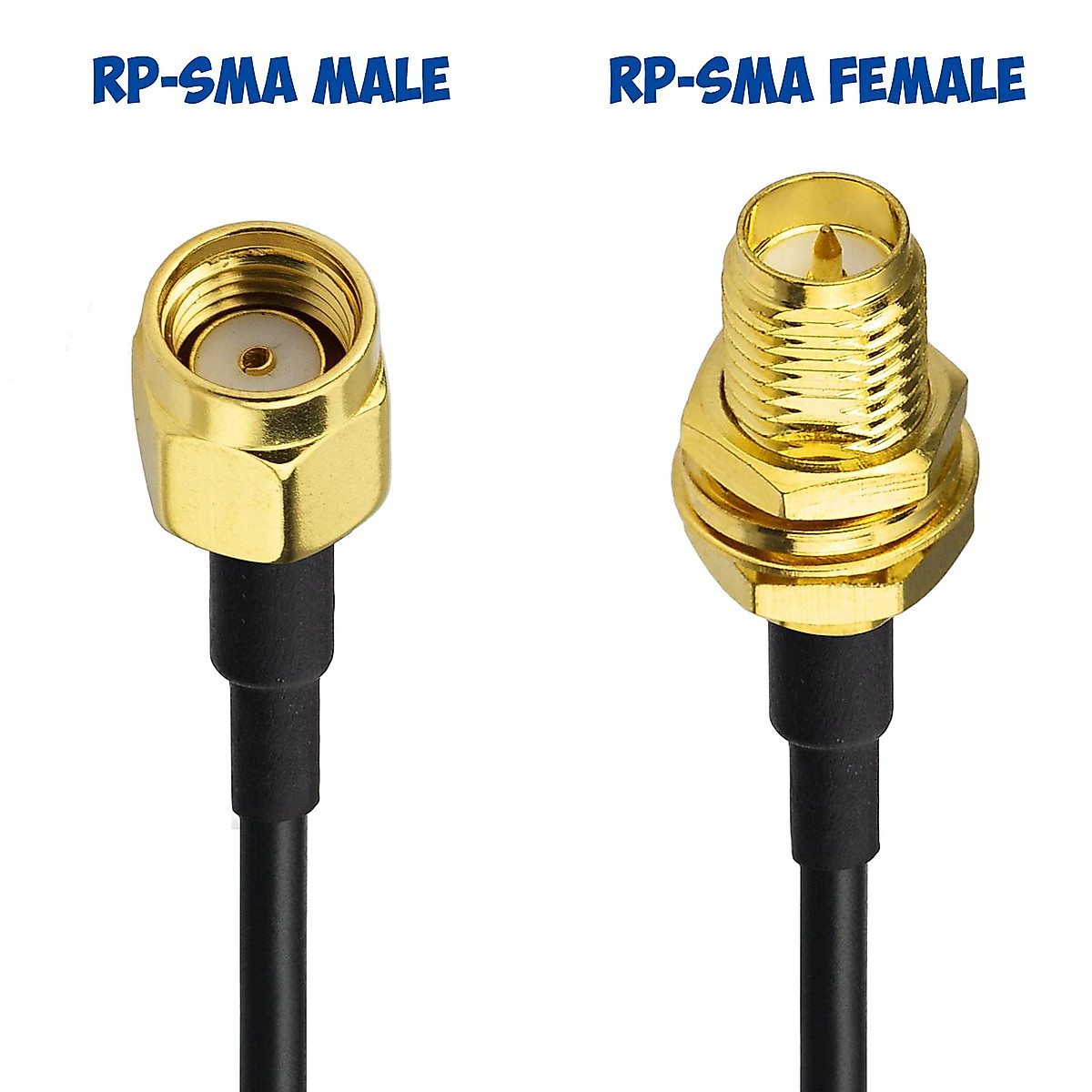 BINGFU WiFi Antenna Extension Cable 2-Pack RP-SMA Male to RP-SMA Female Bulkhead Mount RG174 Cable 3m 10 feet for WiFi Router Security IP Camera Wireless Network Card Adapter