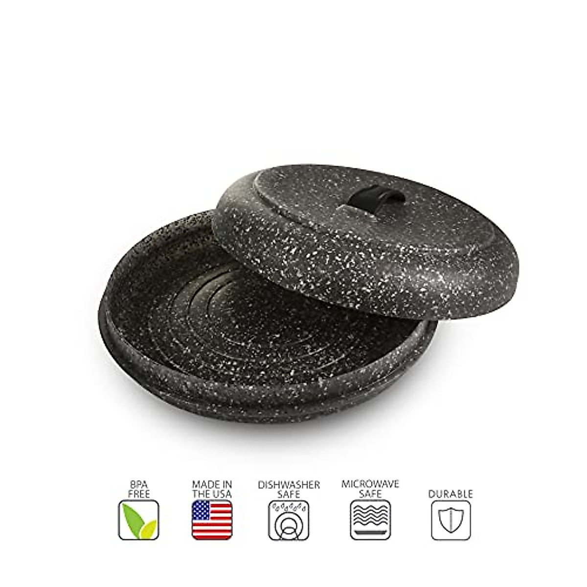 Dexas Microwavable Tortilla Warmer, 8.5"x 8.5"x 2.5" Granite Pattern.Ideal for tortillas, breads, pancakes, pita bread, corn breads