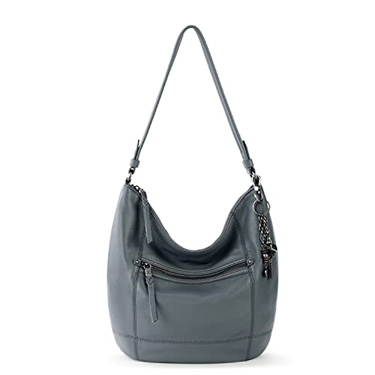The Sak Womens Leather, & Silhouette, Sequoia Hobo Bag in Leather Soft Slouchy Silhouette Timeless Elevated Design, Dusty Blue, One Size US
