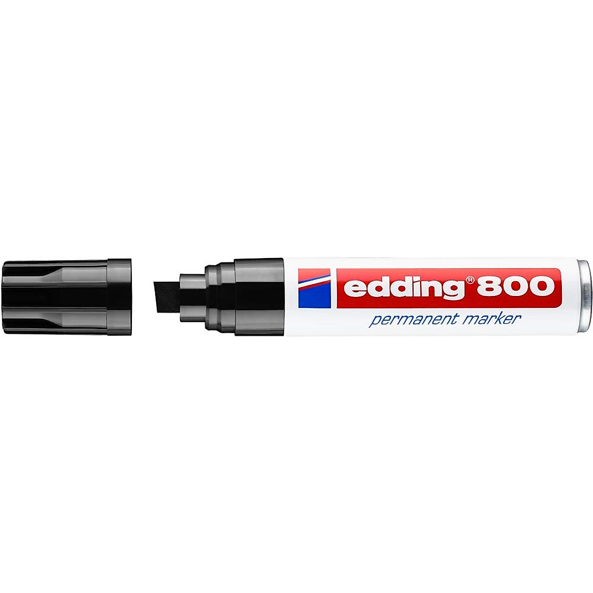 edding 800 permanent marker - black - 1 pen - chisel nib 4-12 mm - for bold markings - waterproof, quick-drying, smear-proof pens - for cardboard, plastic, wood, metal, glass and fabric