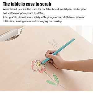 FCD Kids Desk, Wood Adjustable Height Ergomonoic Children Study Writing Reading Desk with Tiltable Desktop, Tablet Stand and Storage Drawers (Pink, Chair is not Included)