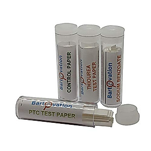 Super Taster Test Genetics Lab Kit with Instructions, Phenylthiourea (PTC), Na Benzoate, Thiourea and Control [Each Vial Includes 100 Paper Strips]