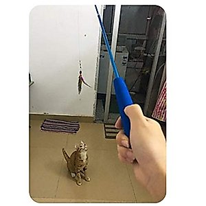 Retractable Cat Wand, Interactive Catcher Teaser Cat Toy 3-Section Teaser Cat Wand Fishing Pole Toy Exerciser for Cat and Kitten (Not Include Replacement)