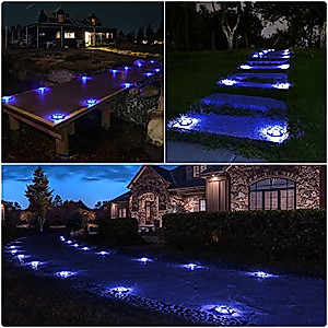 VOLISUN Solar Dock Lights Driveway Deck Lights, 12-Pack Waterproof 600mAh Outdoor LED Aluminum Dock Lighting Warning Step Lights for Driveway Sidewalk Garden Pathway Yard(Blue)