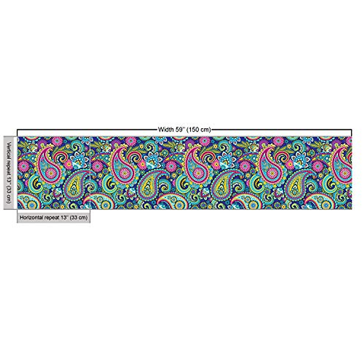 Ambesonne Paisley Fabric by The Yard, Ornate Traditional Teardrop Elements Details in Bohemian Design Print, Decorative Fabric for Upholstery and Home Accents, 2 Yards, Pink Blue