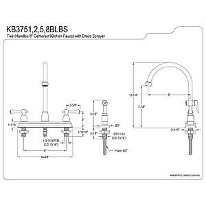 Kingston Brass KB3751BLBS Vintage set Kitchen Faucet with Brass Sprayer, 8-1/2-Inch, Polished Chrome