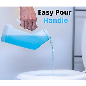 Female Urinal Spill Proof 32 oz (2 Pack)- Urinal for Women & Men - Pee Funnel - Unisex Bed Pan - Portable Urinals for Women - Sturdy Female Urination Device for Car Travel, Road Trip Essentials