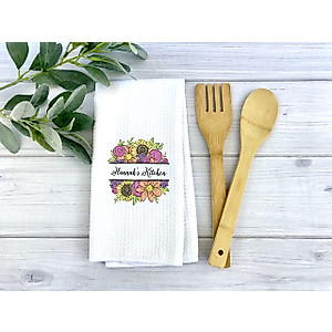 Personalized Floral Bouquet Kitchen Towel | Custom Waffle Weave Dish Towel | Personalized Floral Towel | Housewarming Gift | Kitchen Decor | Personalized Seasonal Dish Towel | Spring Kitchen Towel