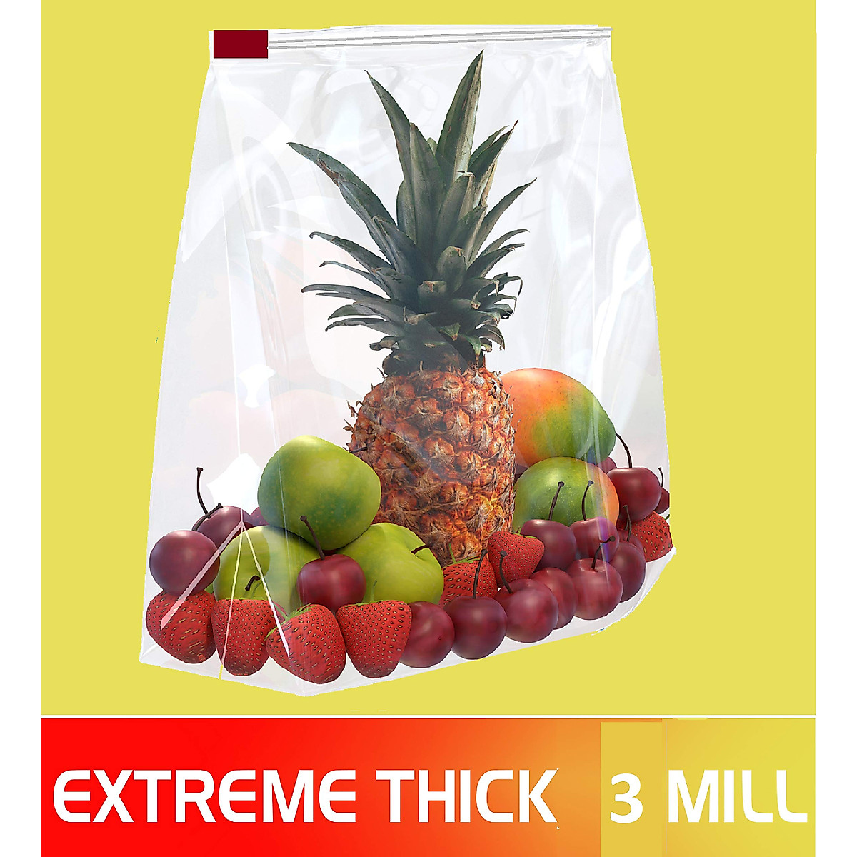 [ 10 COUNT ] super big bag x- large thick plastic bag - EXPANDABLE BOTTOM - SLIDER TOP - 5 GALLON SIZE - 3.5 MILL - for food, freezer, travel, organizaton, storage, moving, etc,