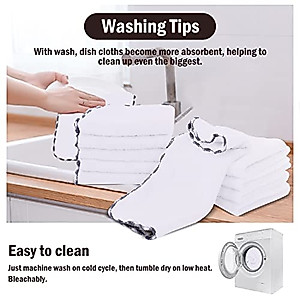 SWEET DOLPHIN Kitchen Dishcloths Dish Towels Rayon Made from Bamboo, Super Absorbent Cleaning Cloths, 7 x 9 Inch, 10 Pack, White