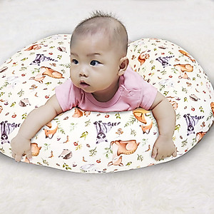 Jundetye Nursing Pillow Cover and Baby Lounger Cover for Girls Boys, Soft Comfortable Stretchy Removable Slipcover, Watercolor Animal