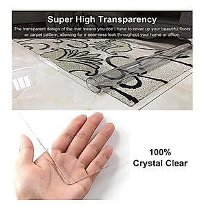 Clear PVC Desk Chair Mat PVC Clear Vinyl Floor Runner Protect Pads/Non Slip Transparent Doormat Protector Chair Mat,1.5mm,Transparent Floor Mat,110/120/130/140/150/160cm Wide,Office Home Chair Mat, fo
