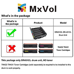 MxVol Remanufactured Brother DR431CL Drum Unit Replacement for Brother DR-431CL DR 431CL use for Brother MFC-L8900CDW HL-L8360CDW MFC-L8610CDW HL-L8260CDW Printer Imaging Drum (NO Toner)
