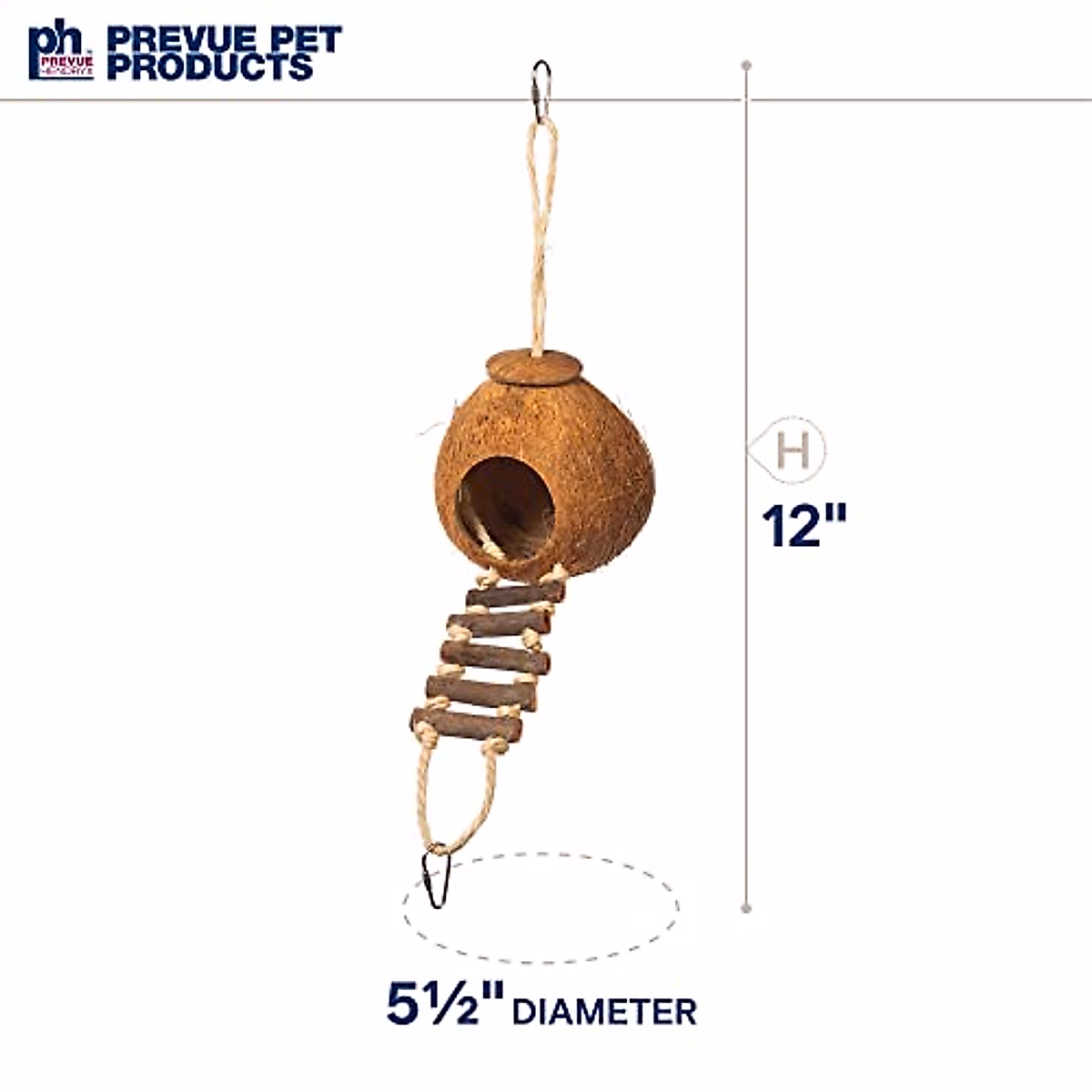 Prevue Hendryx 62801 Naturals Coco Hideaway with Ladder Bird Toy,1 Count (Pack of 1)