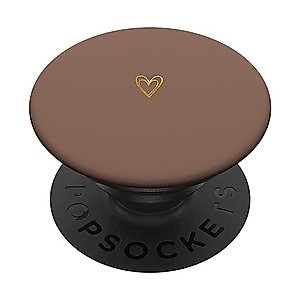 Cute Heart 90s Brown Tan Chocolate Taupe Solid Aesthetic PopSockets Standard PopGrip