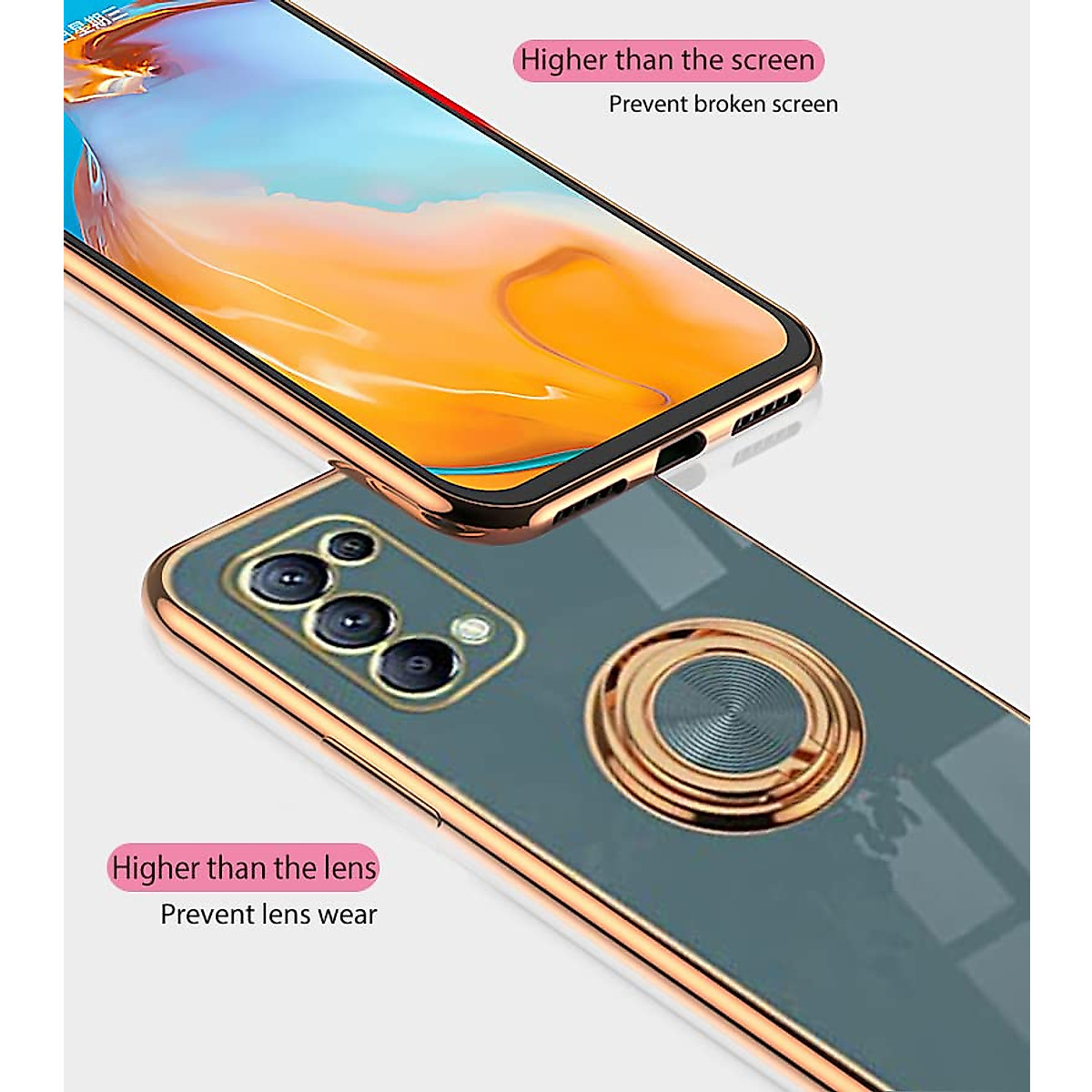 Shockproof Phone Case for Oppo Reno 6 Pro Plus 5g Pink, Oppo Reno 6 Pro Plus Case Holder, Phone Oppo Reno 6 Pro Cases (Snapdragon) Silicone TPU (Oppo Reno 6 Pro Plus 5g, Blue)