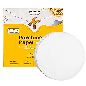 Katbite 6 Inch 200Pcs Parchment Paper Rounds, Round Baking Sheets Paper, Uses for Cake Baking, Patty Separating, Tortilla Wrapping