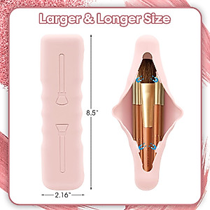 2Pack Makeup Brush Holder Silicone,Travel Makeup Brush Case Bag Organizer Cute Soft Portable Cosmetic Brushes Holders,Waterproof Makeup Brushes Covers for Traveling with Magnetic Closure-Pink,Black