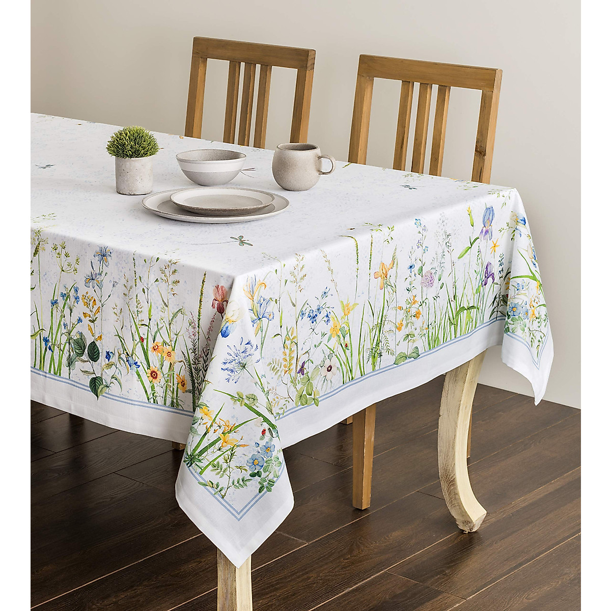Maison d' Hermine Table Cover 100% Cotton 54"x72" Decorative Tablecloth Washable Rectangle Tablecloths, Dining, Home, Wedding, Banquet, Buffet, Fleurs De Mai - Spring/Summer