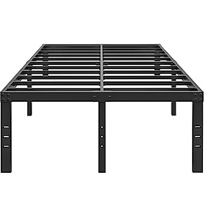 HOBINCHE 18 Inch Metal Bed Frame Queen Size No Box Spring Needed - Easy Assembly Heavy Duty Noise Free Narrow Bedframes - Double Black Basic Steel Slats Platform with Storage