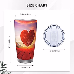 EKPRAVDKTF Heart Shaped Flower 20oz Insulated Stainless Steel Tumbler With Lids And Straws, Double Wall Vacuum Travel Coffee Mug, Thermal Cup For Cold & Hot Drinks, Reusable Metal Straw & Brush