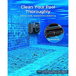WYBOT High-end Cordless Wall Climbing Robotic Pool Cleaner with APP Mode, Smart Mapping Tech, Lasts 180mins, Automatic Pool Vacuum Robot with Powerful Suction, Fast Charging Fit for Inground Pools