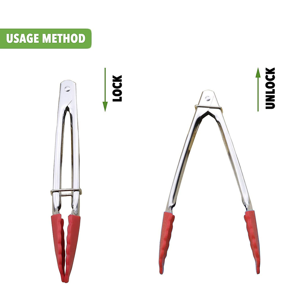 HINMAY Mini Tongs with Silicone Tips 7-Inch Serving Tongs, Set of 3 (Green Red Blue)
