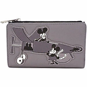 Loungefly x Disney Mickey Mouse Plane Crazy Small Wallet (Grey, One Size)